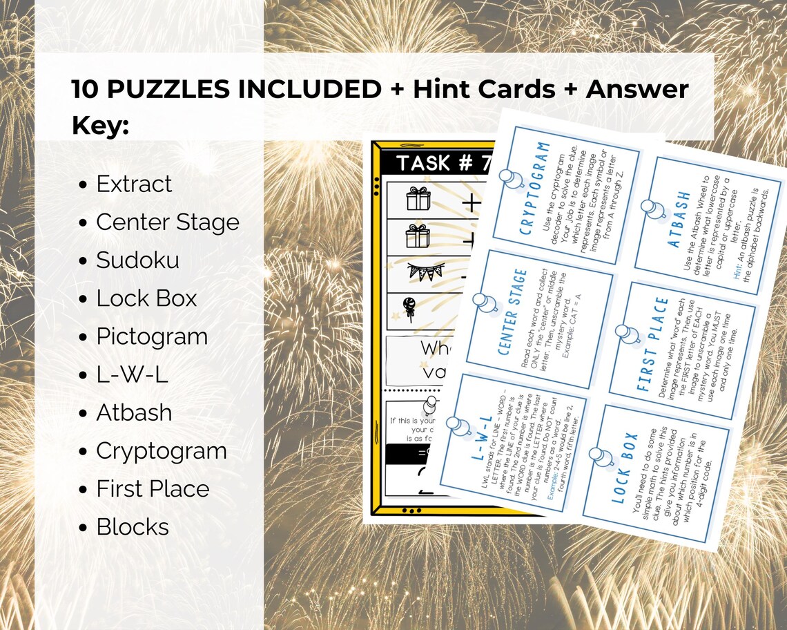 New Years Eve Escape Room Game, Printable NYE Escape Room for Kids or ...