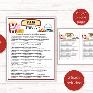 Fair Trivia Game, Fair Quiz, Printable Fair Trivia for Kids and Adults ...