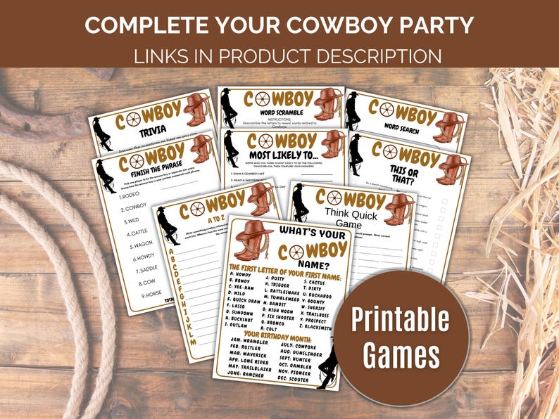 Cowboy Trivia Game, Printable Cowboy Trivia, Cowboy Quiz, Cowboy Party ...