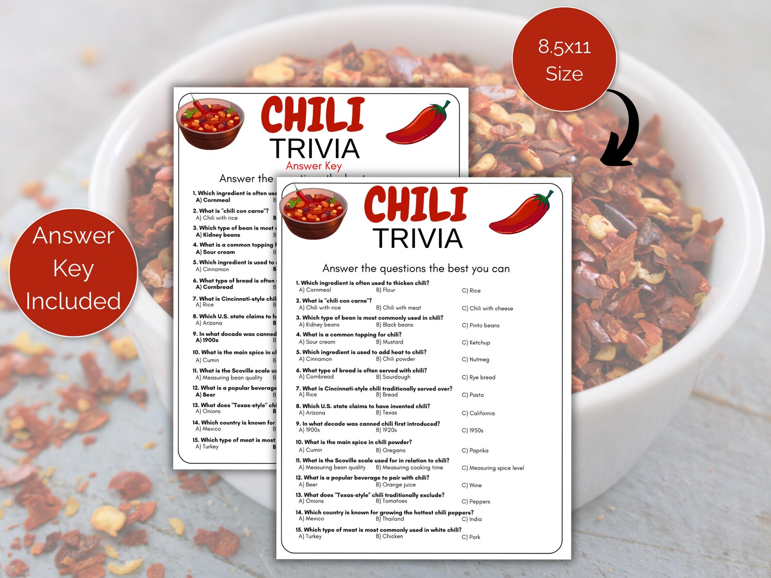Chili Trivia Game, Chili Cookoff Quiz, Printable Chili Cook-off Game ...