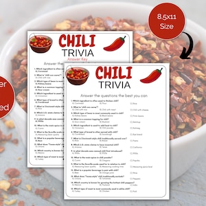 Chili Trivia Game, Chili Cookoff Quiz, Printable Chili Cook-off Game ...