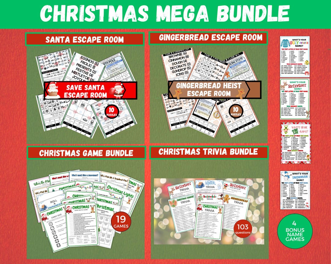 Christmas Mega Game Bundle, Christmas Party Games, Christmas Games for ...