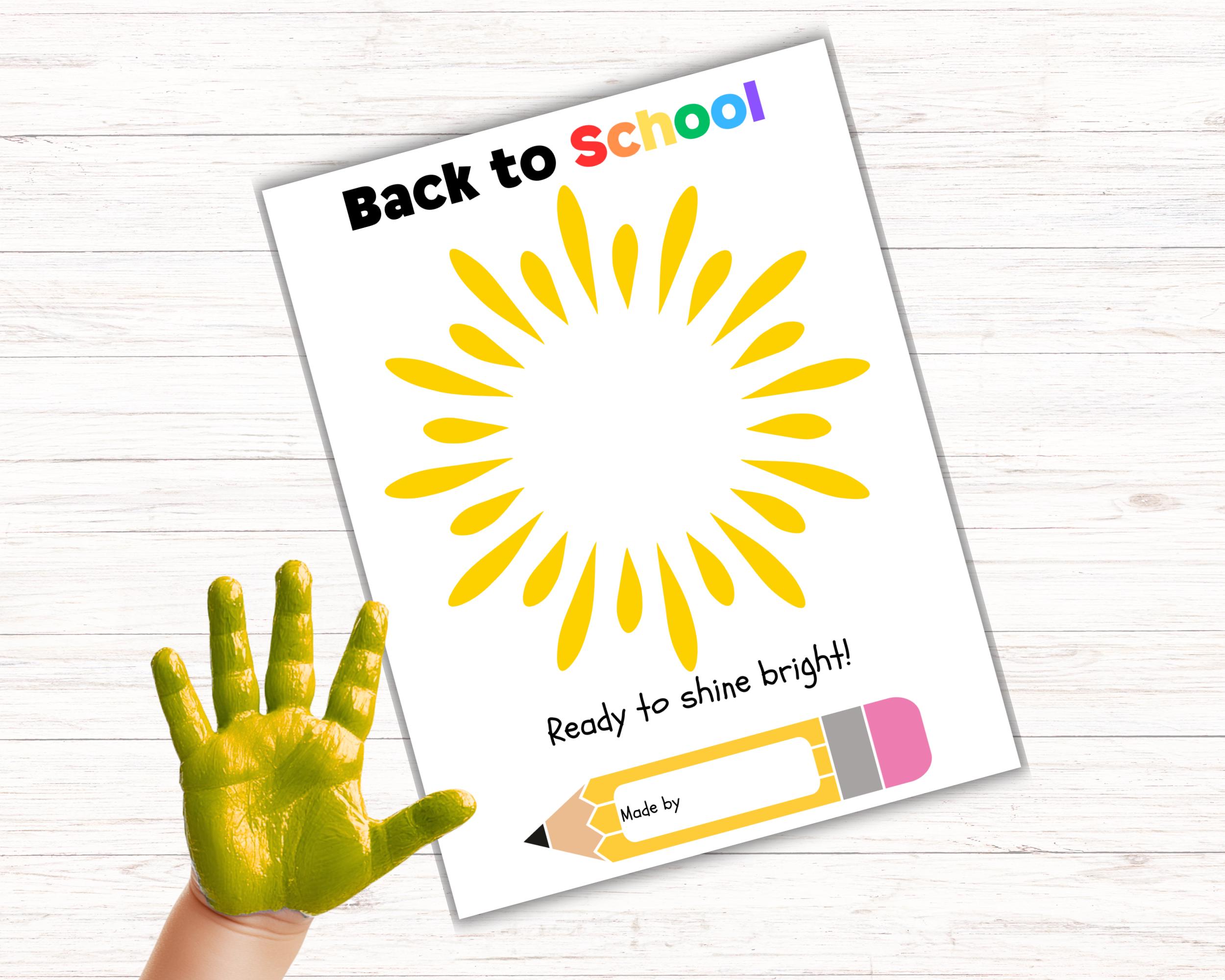 Back to School Handprint Art, Shine Bright Handprint Craft, Preschool ...