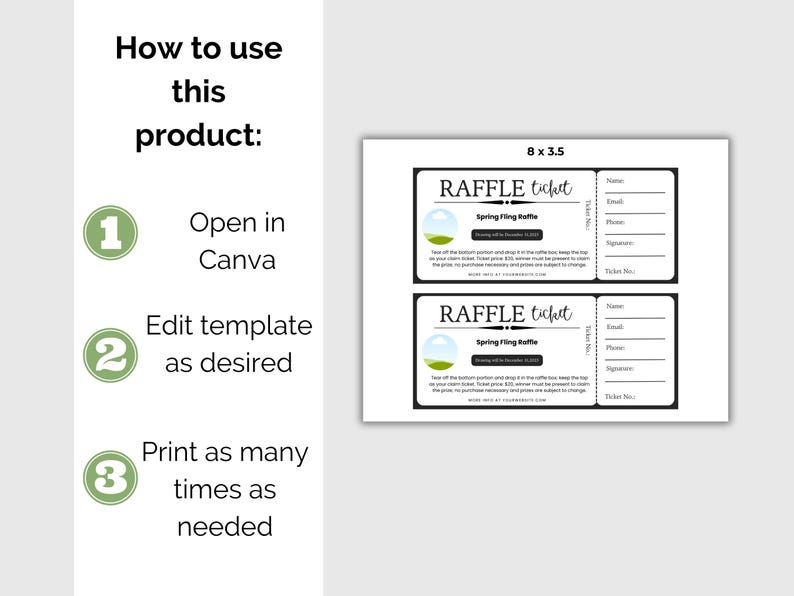 Editable Raffle Ticket Template, Raffle Ticket Form, DIY Charity Raffle ...
