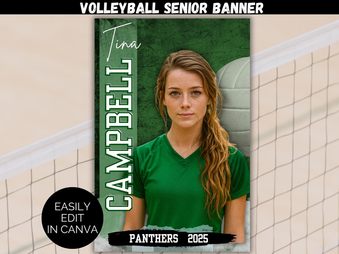 Editable Senior Volleyball Banner Template, Custom Volleyball Poster ...
