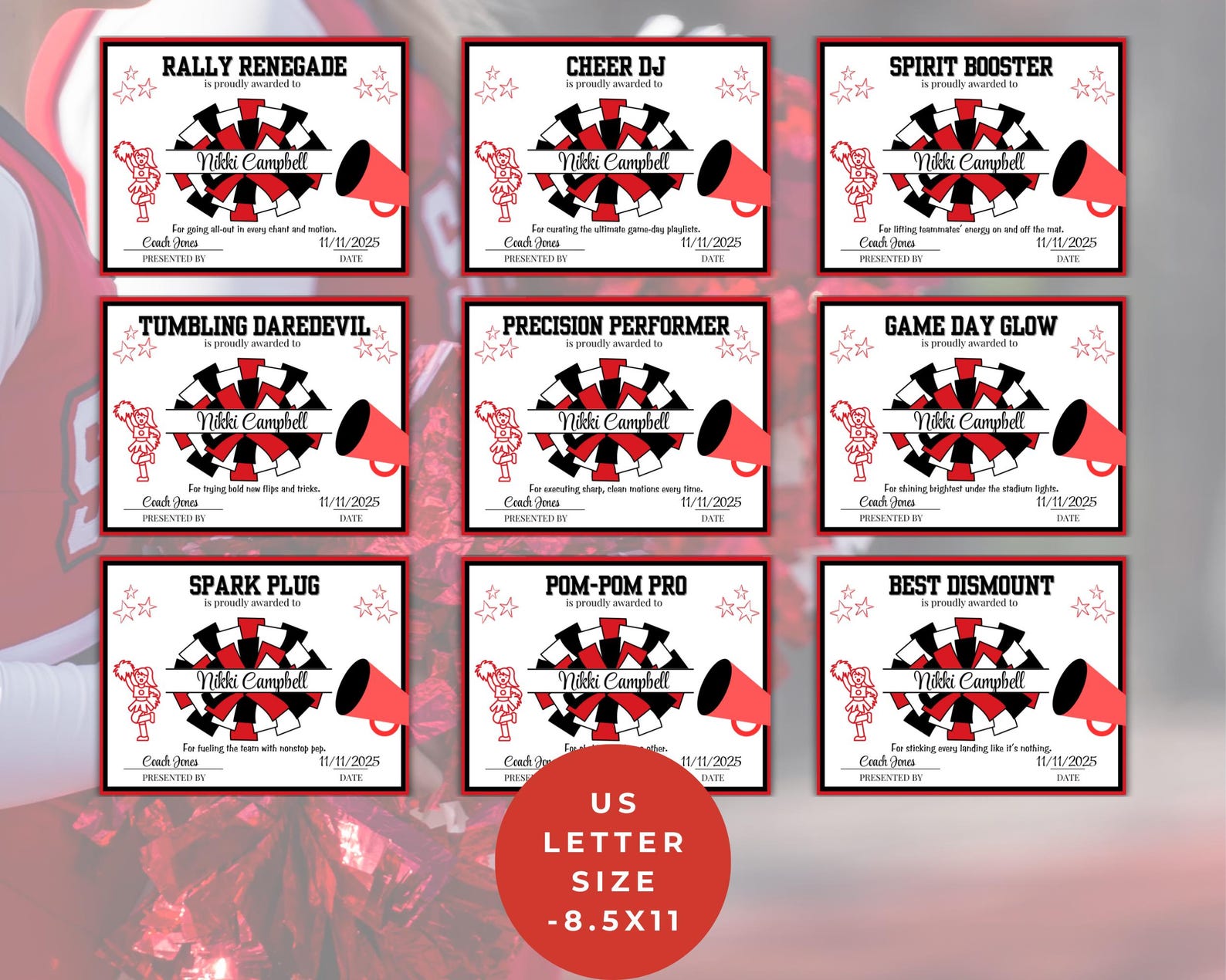 Editable Cheerleading Award Certificates, 101 Printable End of Season ...