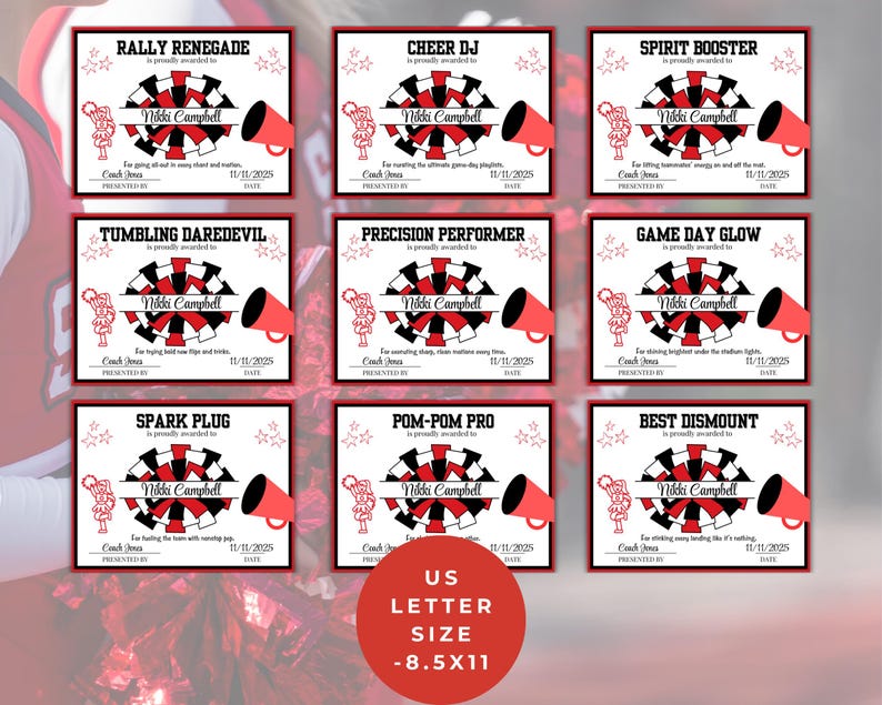 Editable Cheerleading Award Certificates, 101 Printable End of Season ...
