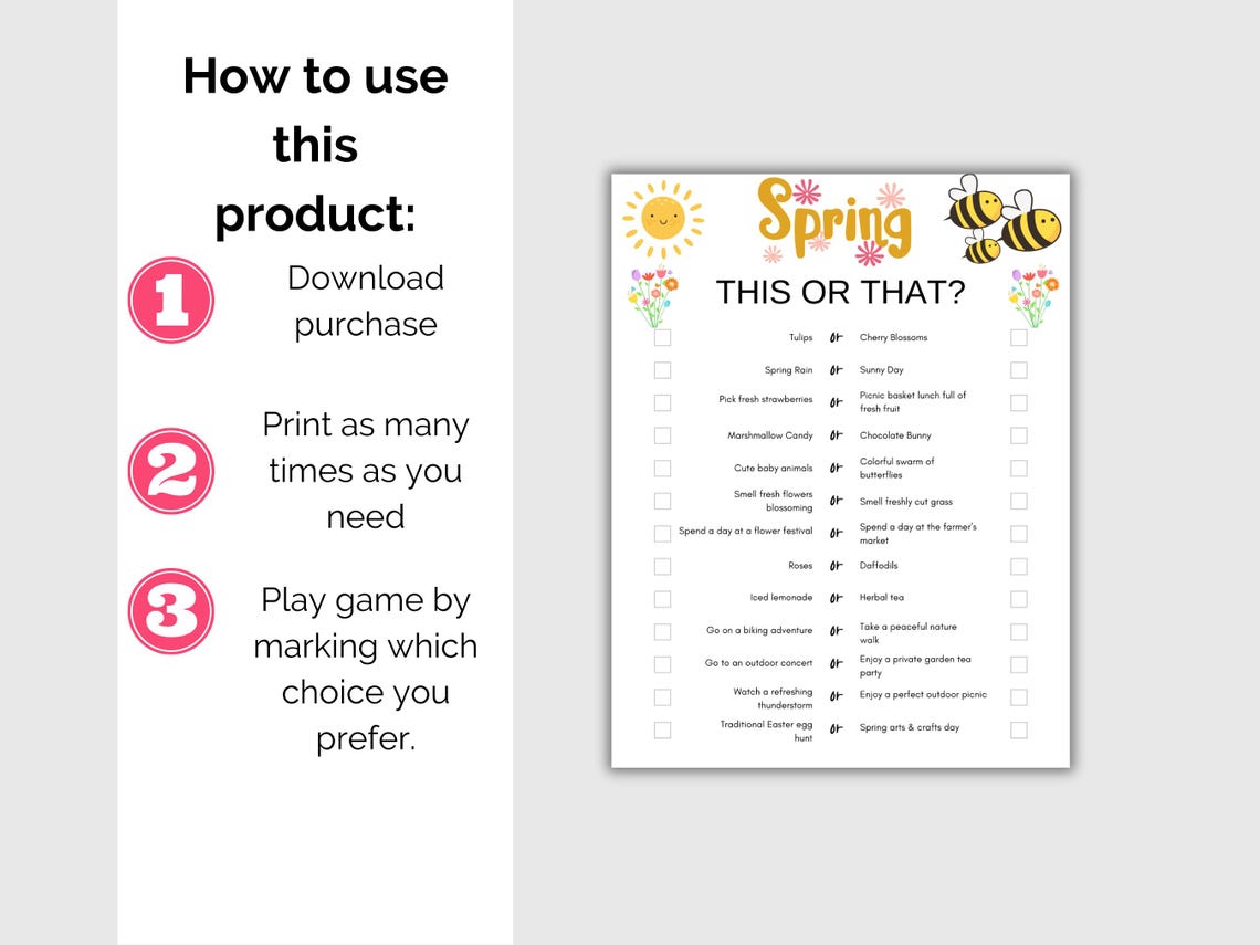 Spring This or That Game, Printable Springtime Game, Spring Icebreaker ...