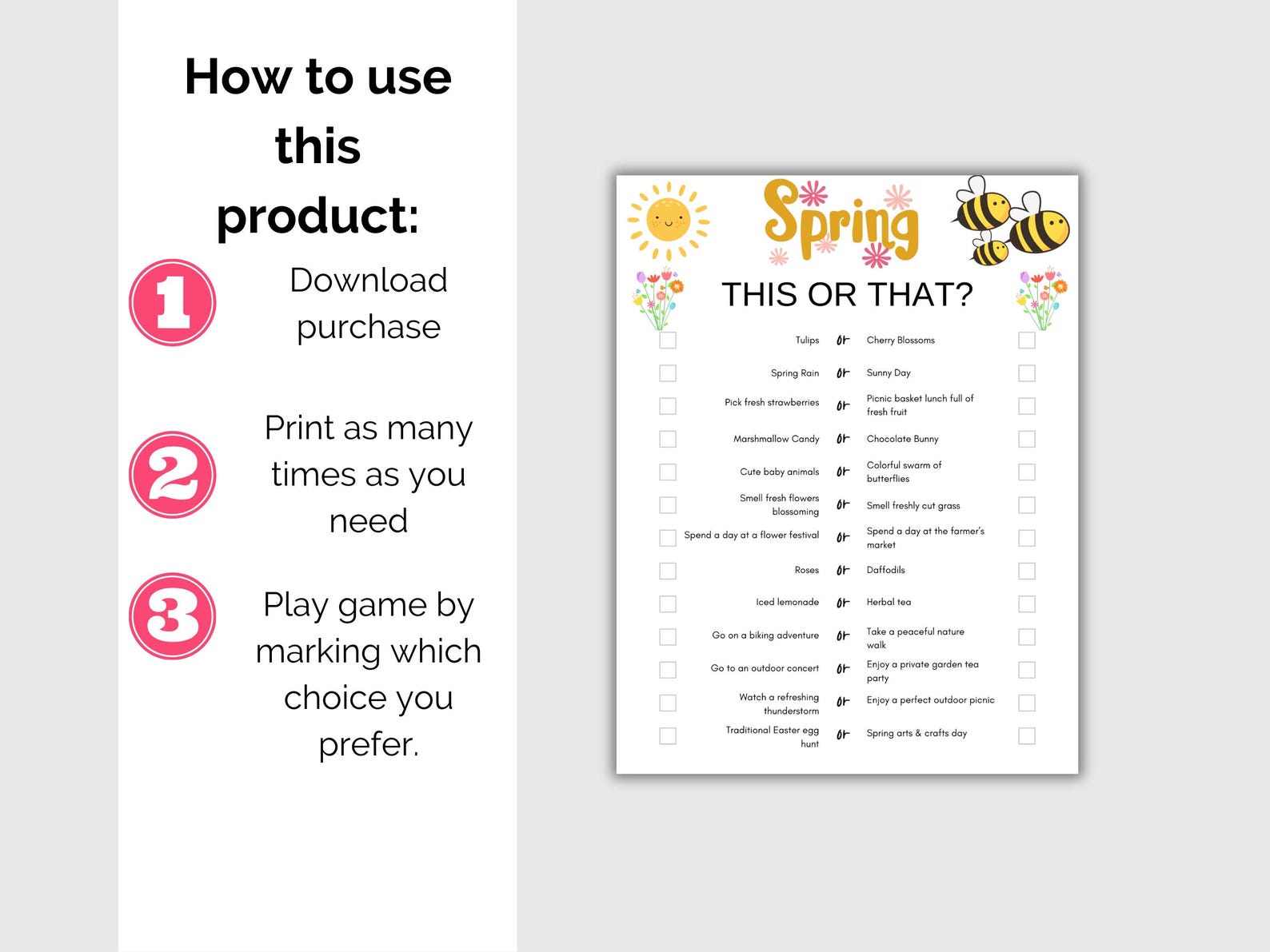 Spring This or That Game, Printable Springtime Game, Spring Icebreaker ...