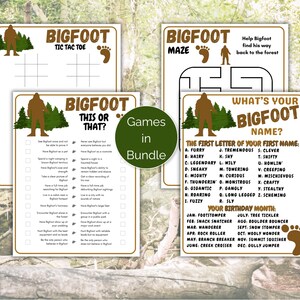 Bigfoot Games, Bigfoot Party Printable, Sasquatch Activity for Kids ...