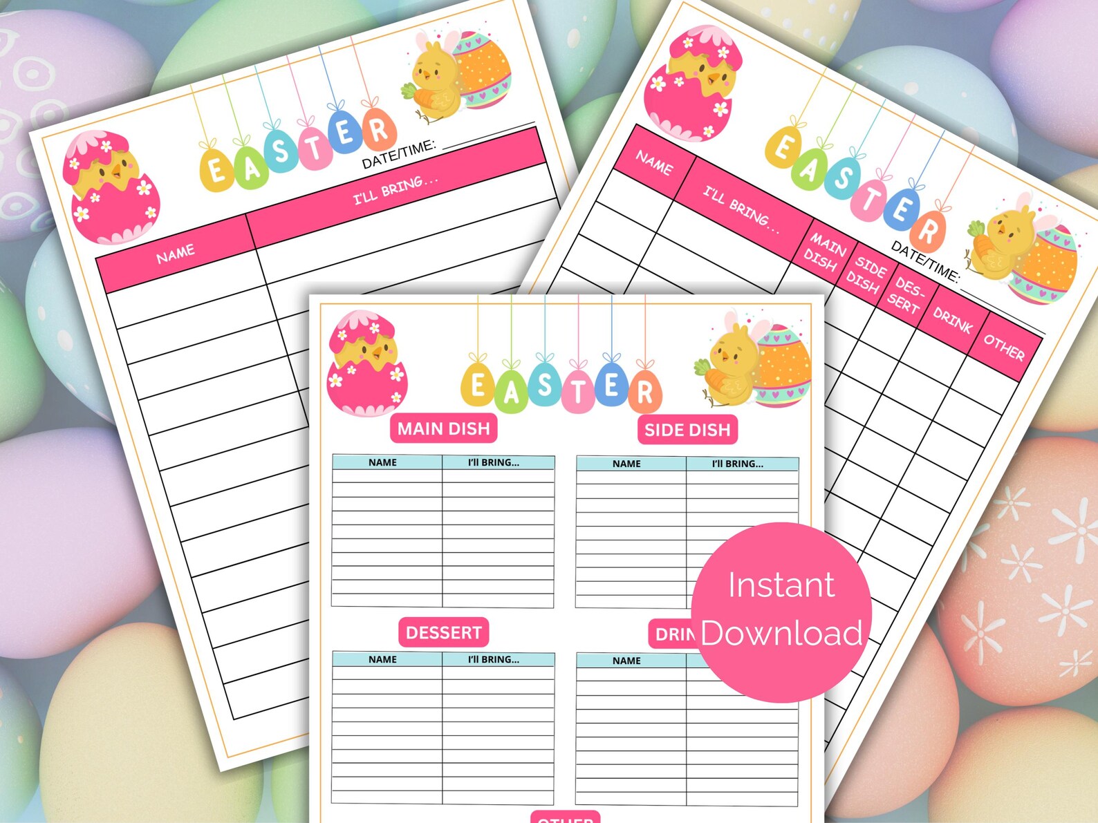 Easter Potluck Sign up Sheet, Printable Easter Party Potluck Sign up ...