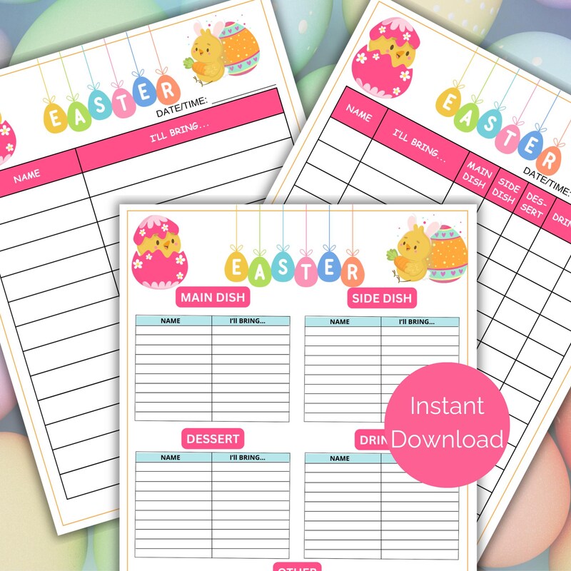 Easter Party Sign up Template - Etsy