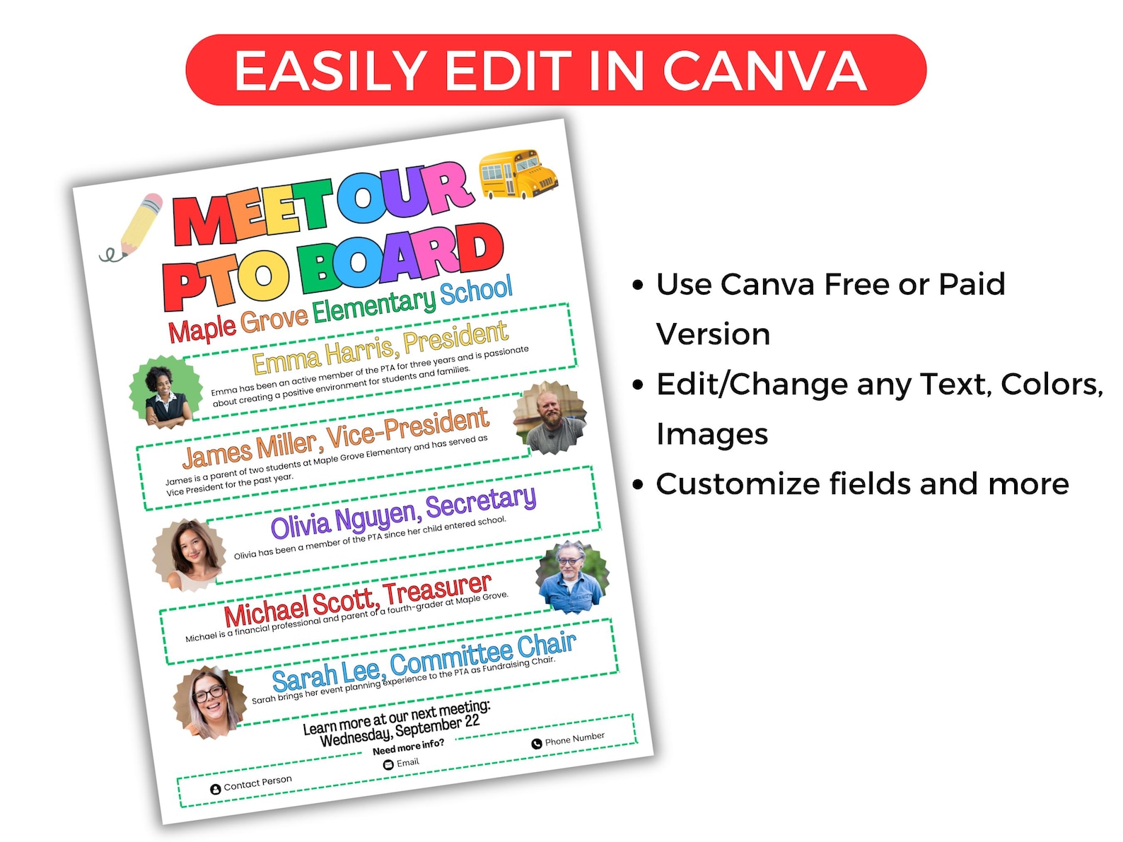 EDITABLE Meet the PTA PTO Board Flyer Template, Pta Volunteer Board ...