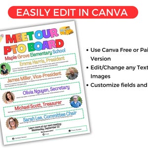 EDITABLE Meet the PTA PTO Board Flyer Template, Pta Volunteer Board ...