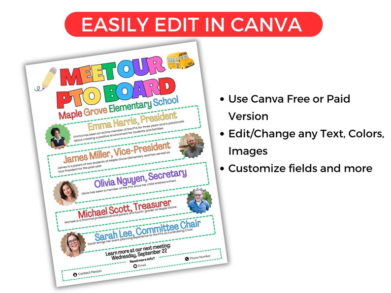 EDITABLE Meet the PTA PTO Board Flyer Template, Pta Volunteer Board ...