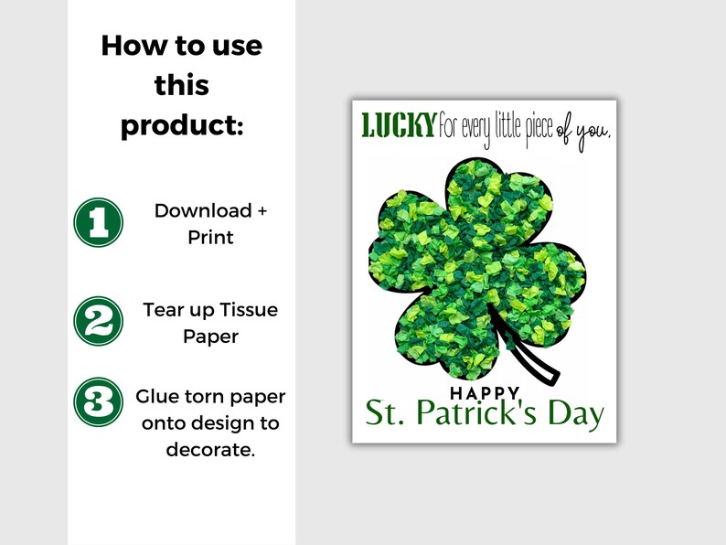 St Patricks Day Torn Paper Craft, Shamrock Torn Paper Craft, St Pattys ...