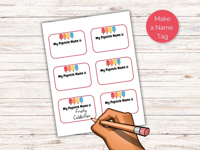 What's Your Popsicle Name Game + Name Tags, Popsicle Party Game ...