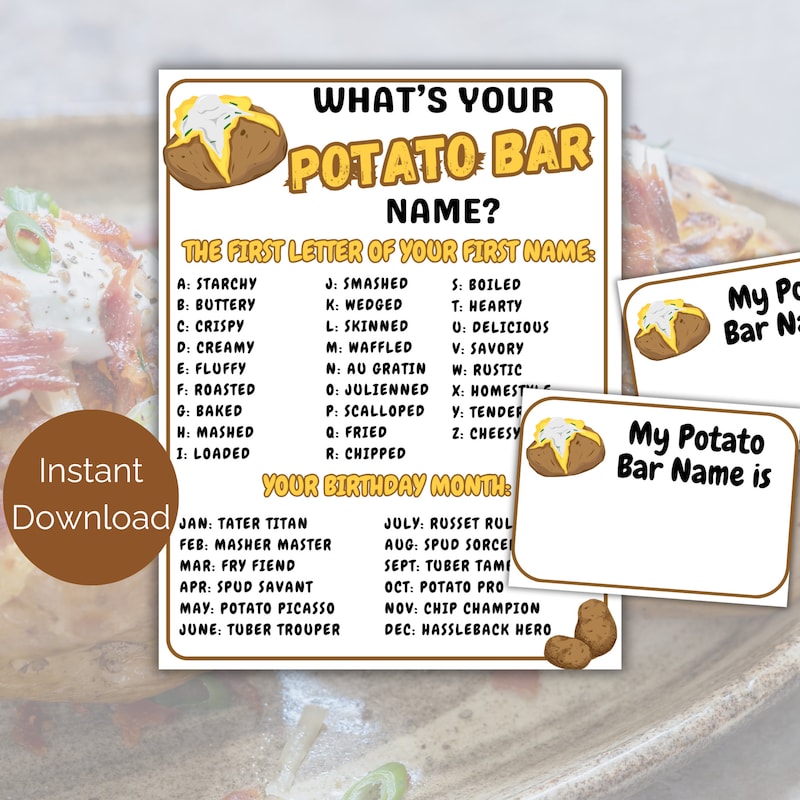Potato Bar - Etsy