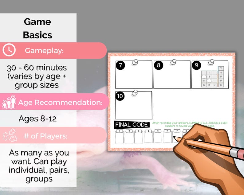 Axolotl Escape Room for Kids, Printable Escape Room Kit, Axolotl ...