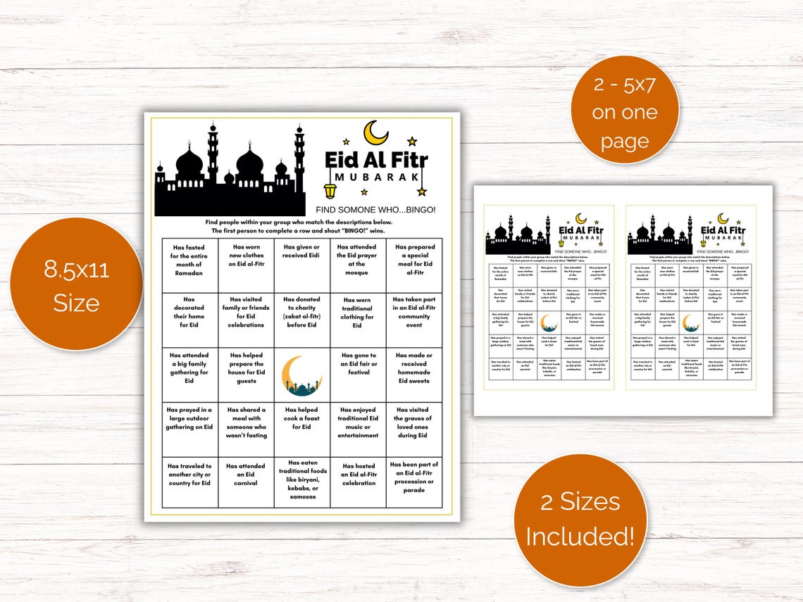 Eid Al-fitr Find Someone Who Game, Ramadan Party Mix and Mingle, Human ...