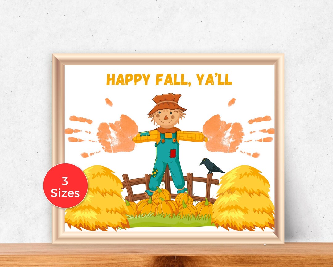 Fall Scarecrow Handprint Art, Fall Handprint Craft for Toddler, Fall ...