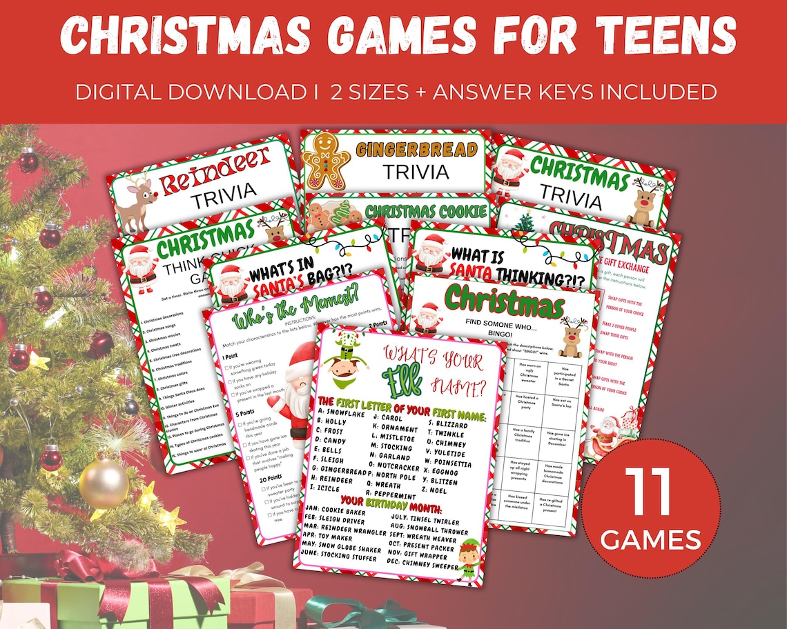 Christmas Games for Teens, 11 Printable Teen Christmas Games, Fun ...