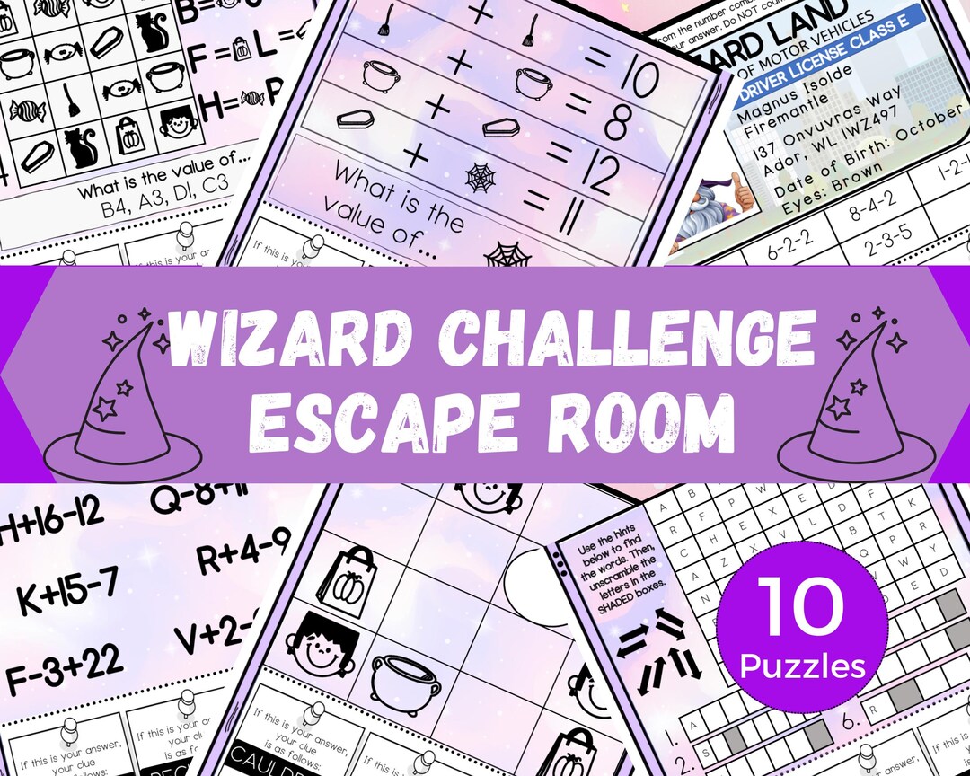 Wizard Escape Room Game for Kids, Printable Escape Room Kit, Wizard ...