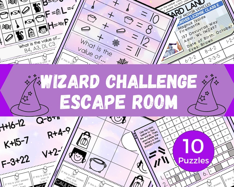 Wizard Escape Room Game for Kids, Printable Escape Room Kit, Wizard ...