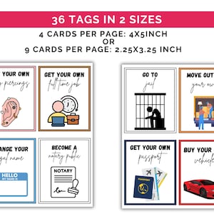 18 Things That You Can Do When You're 18, 18th Birthday Gift Tags, 18th ...