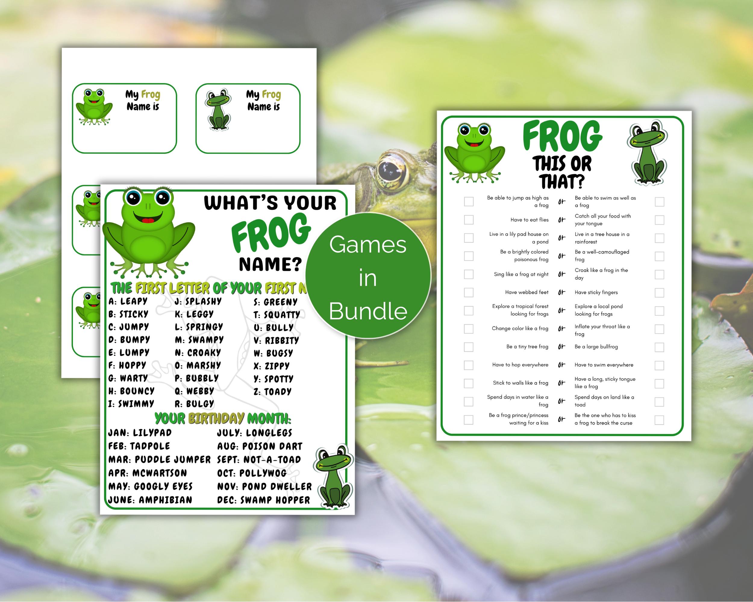 Frog Game Bundle, Frog Birthday Party Ideas, Hoppy Birthday Game, Frog ...