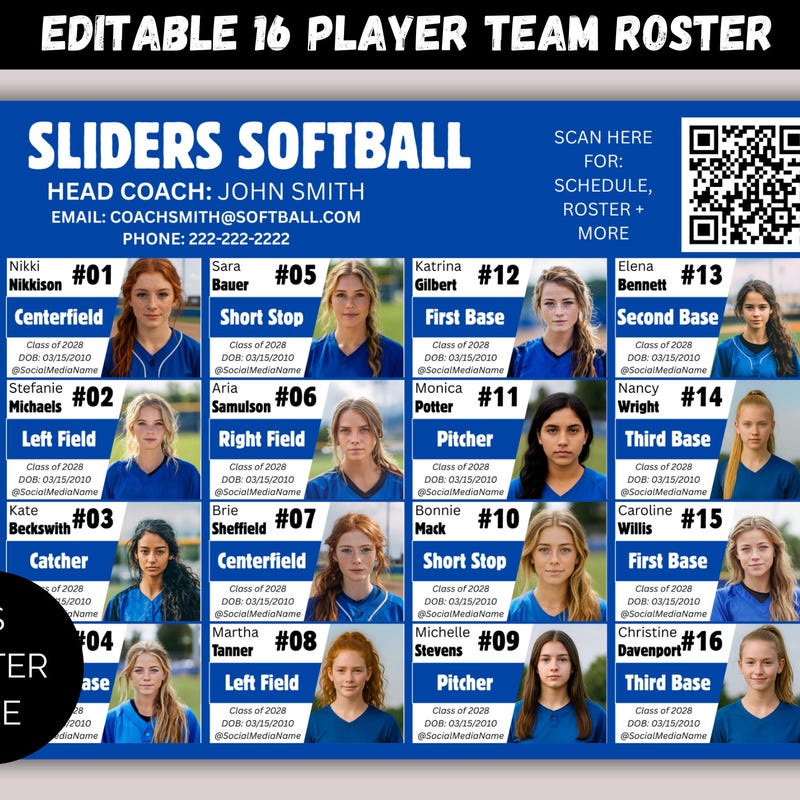 Softball Player Profile Template - Etsy