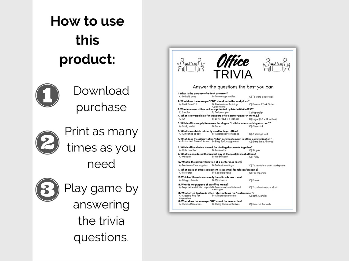 Office Trivia Game, Coworker Quiz, Printable Office Team Building Games ...