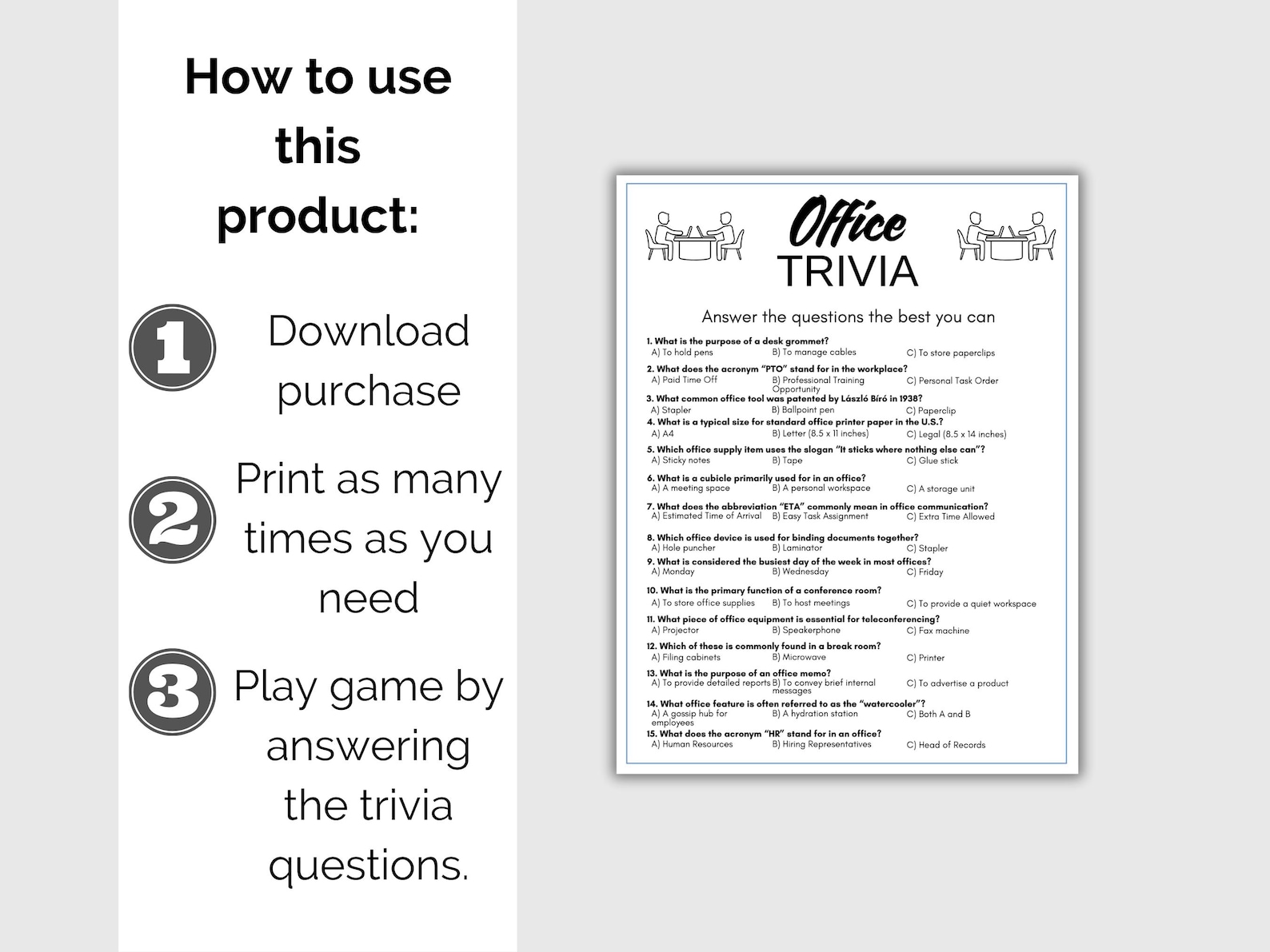 Office Trivia Game, Coworker Quiz, Printable Office Team Building Games ...