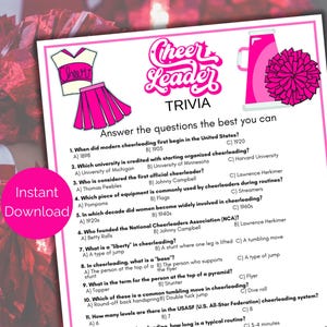 Cheerleading Trivia Game, Cheerleading Quiz, Printable Cheerleader ...