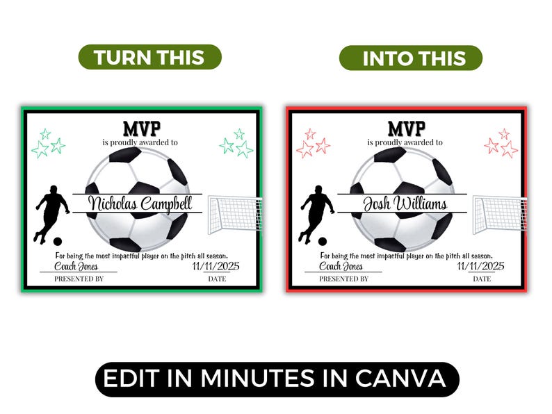 Editable Soccer Award Certificates, 101 Printable End of Season Soccer ...