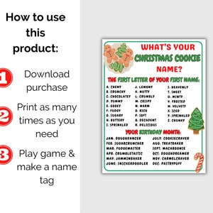 What's Your Christmas Cookie Name Game + Name Tags, Cookie Exchange ...