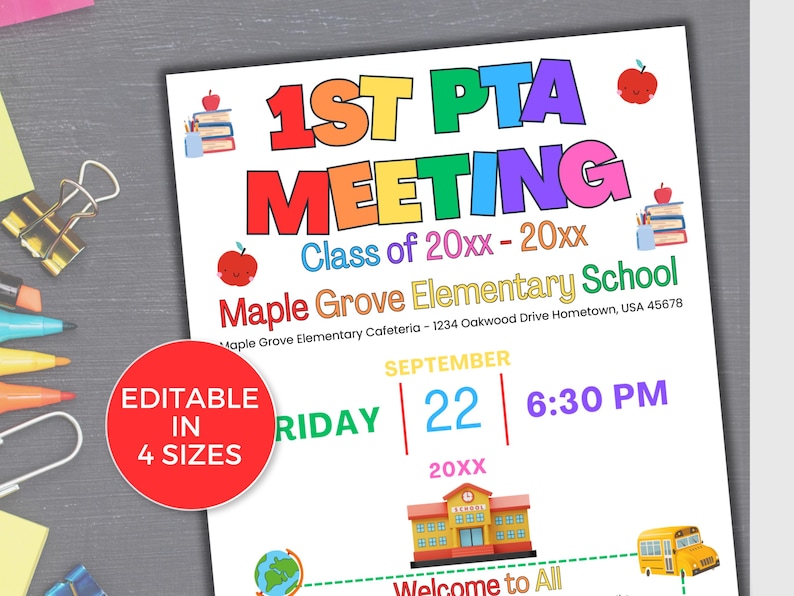 EDITABLE PTO PTA First Meeting Flyer Template, Pto/pta Information ...
