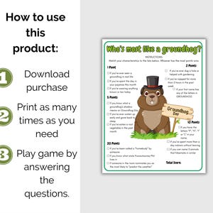 Who's the Most Like a Groundhog, Printable Groundhog Day Activity for ...
