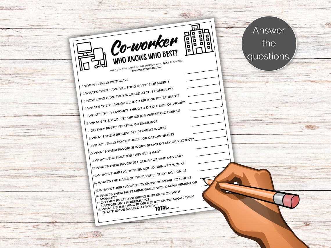 Who Knows the Coworker Best Game, Printable Office Party Games, How ...