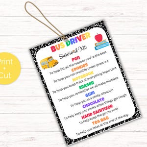 Editable Bus Driver Survival Kit Gift Tags, Bus Driver Appreciation Day ...