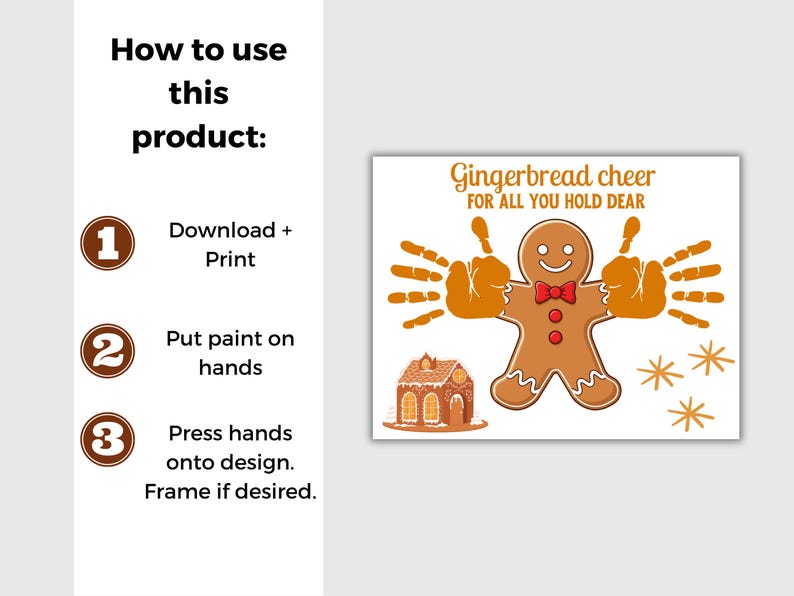 Gingerbread Man Handprint Art, Christmas Handprint Craft for Toddlers ...