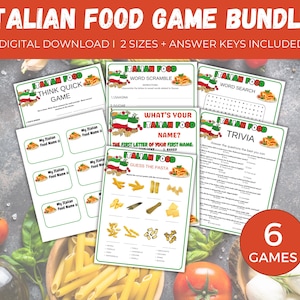 Italian Food Game Bundle, Pasta Dinner Party Games, Pasta Party Trivia ...