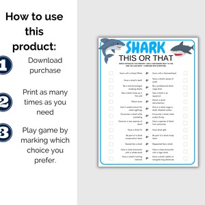Shark This or That Game, Printable Shark Birthday Party Game, Shark ...