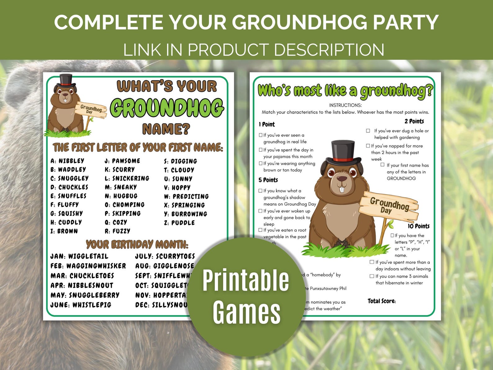 Groundhog Trivia Game, Groundhog Quiz, Printable Groundhog Day Game for ...