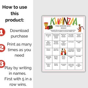 Kwanzaa Find Someone Who Game, Printable Kwanzaa Party Mix and Mingle ...