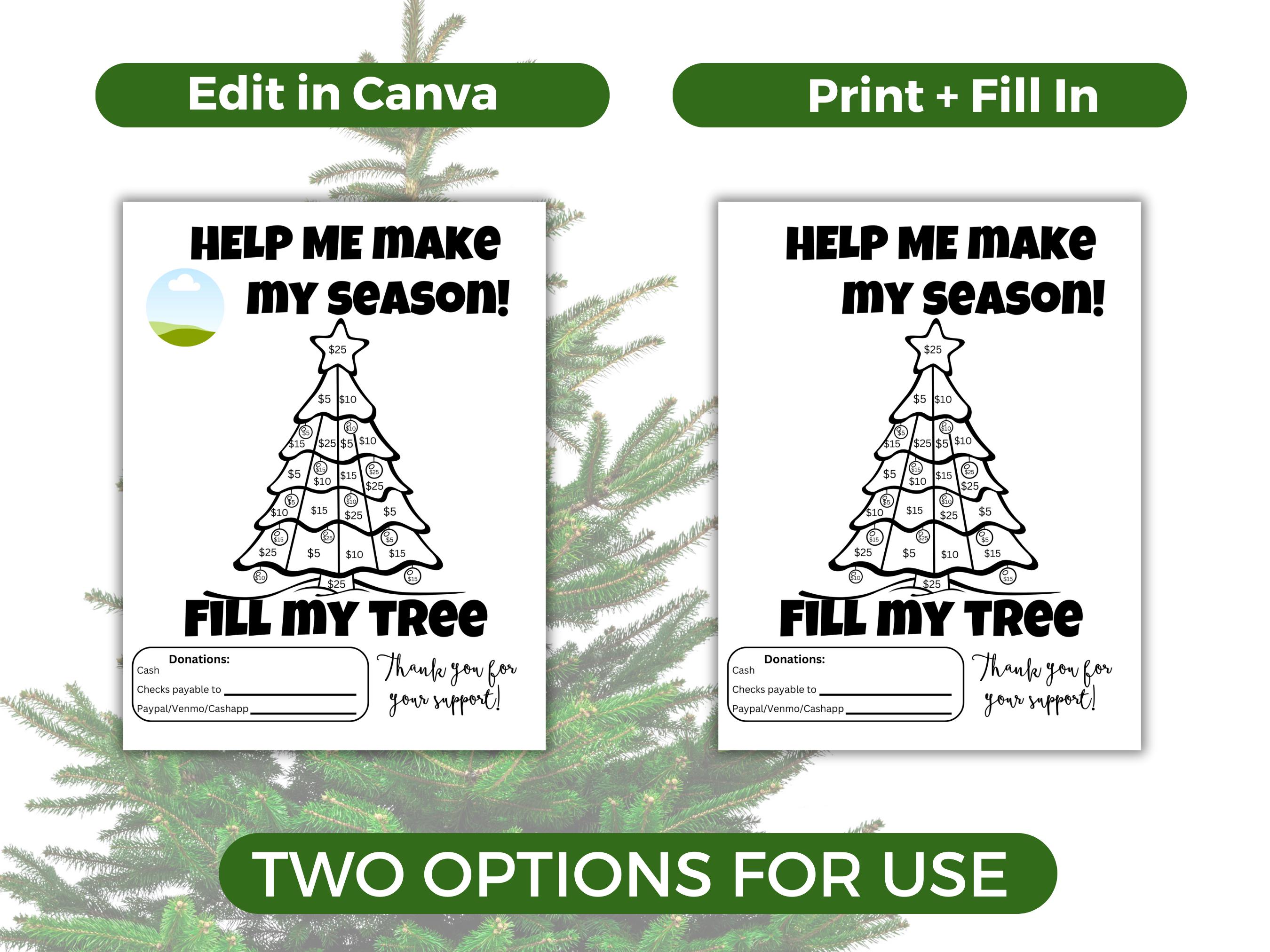 Editable Fill My Christmas Tree Fundraiser Template, Winter Fundraiser ...