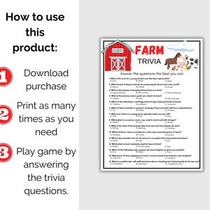 Farm Trivia Game, Printable Farm Trivia, Farm Quiz, Farming Printable ...