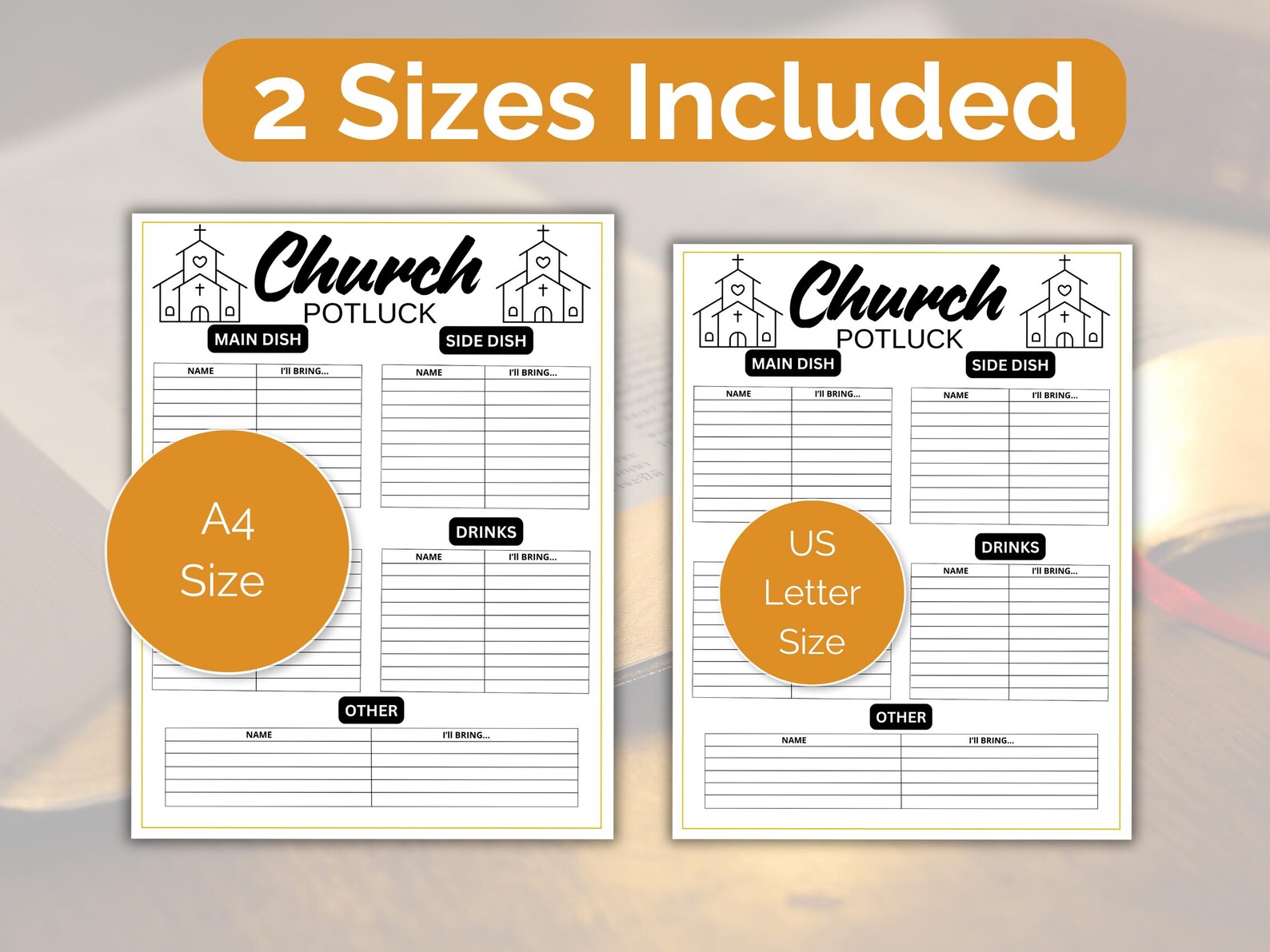 Church Potluck Sign up Sheet, Printable Church Party Potluck Sign up ...