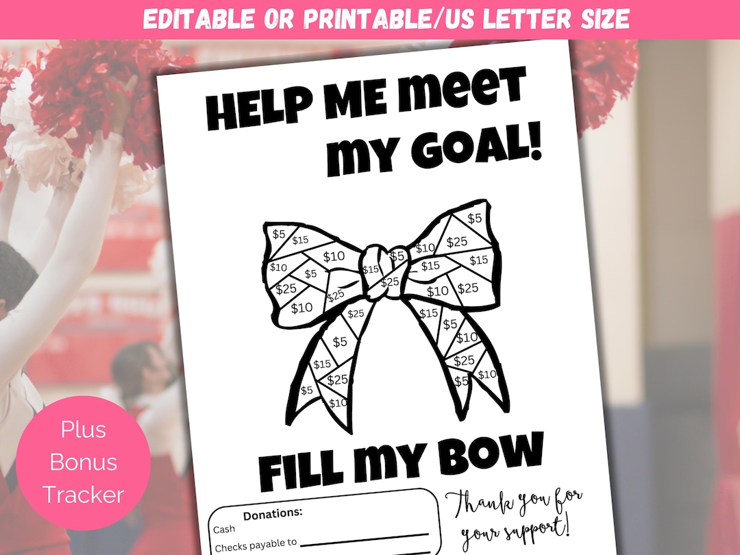 Editable Fill My Bow Fundraiser Template, Cheerleading Fundraiser Flyer ...