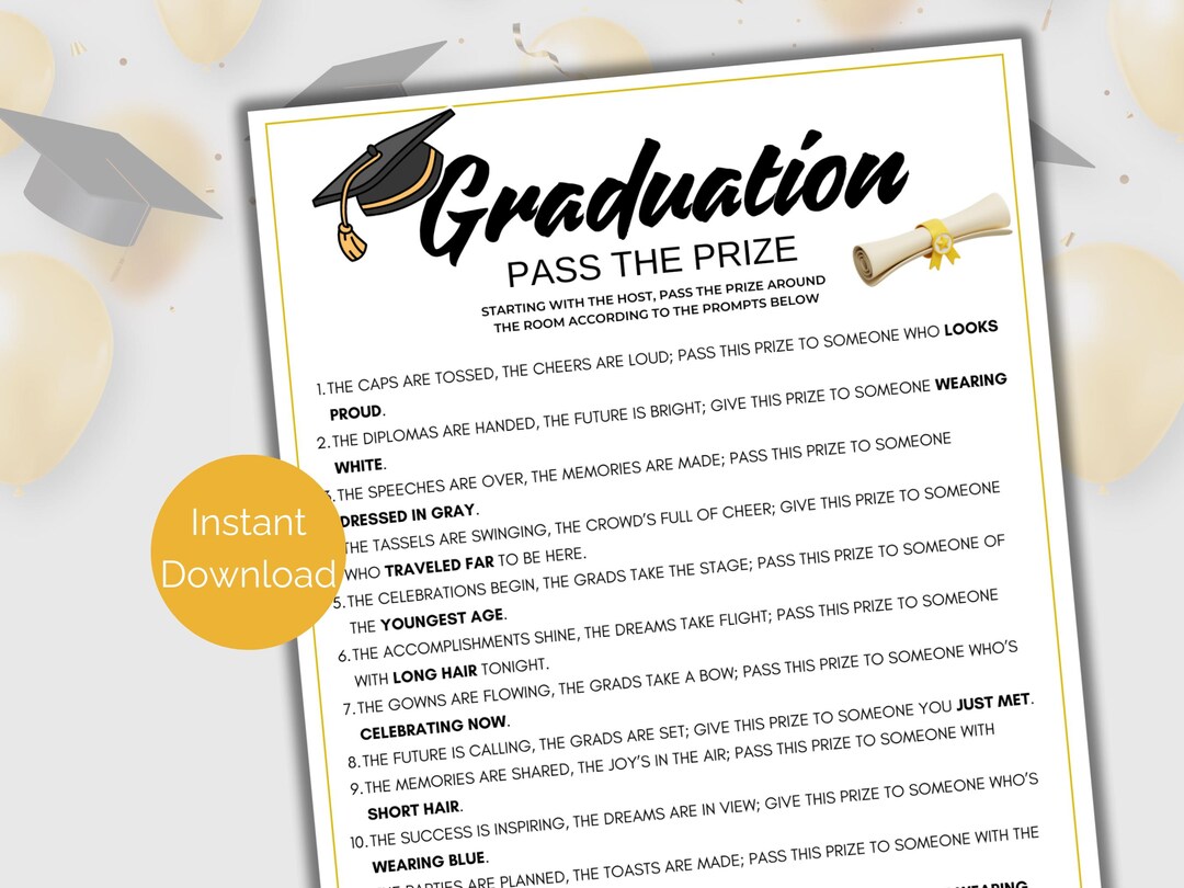 Graduation Pass the Prize, Printable Graduation Pass the Parcel Game ...